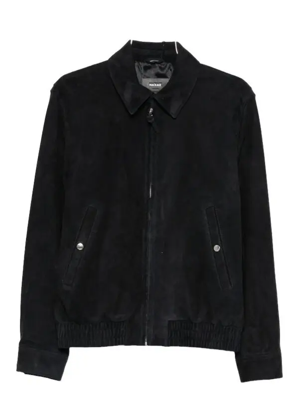 Mackage Suede Zip Bomber Jacket - Navy