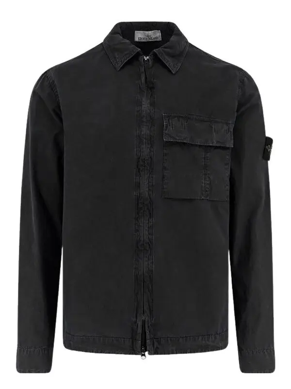 Stone Island Zip Front Overshirt - Black