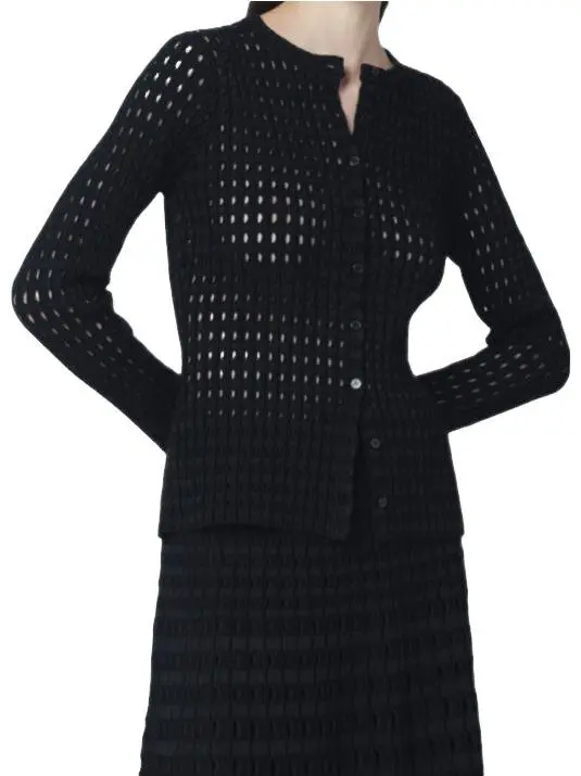 Simkhai Mabel Openwork Knit Cardigan - Black
