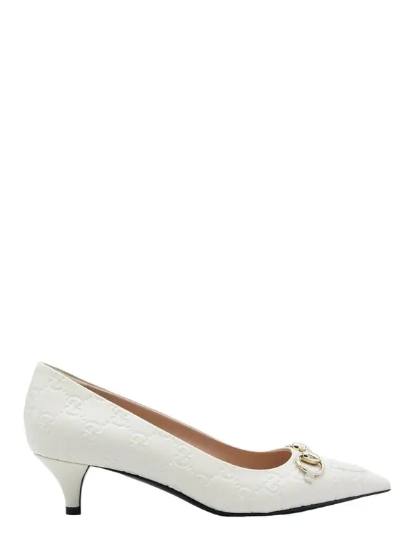 Gucci Horsebit Detailed Pointed-toe Pumps - Ivory