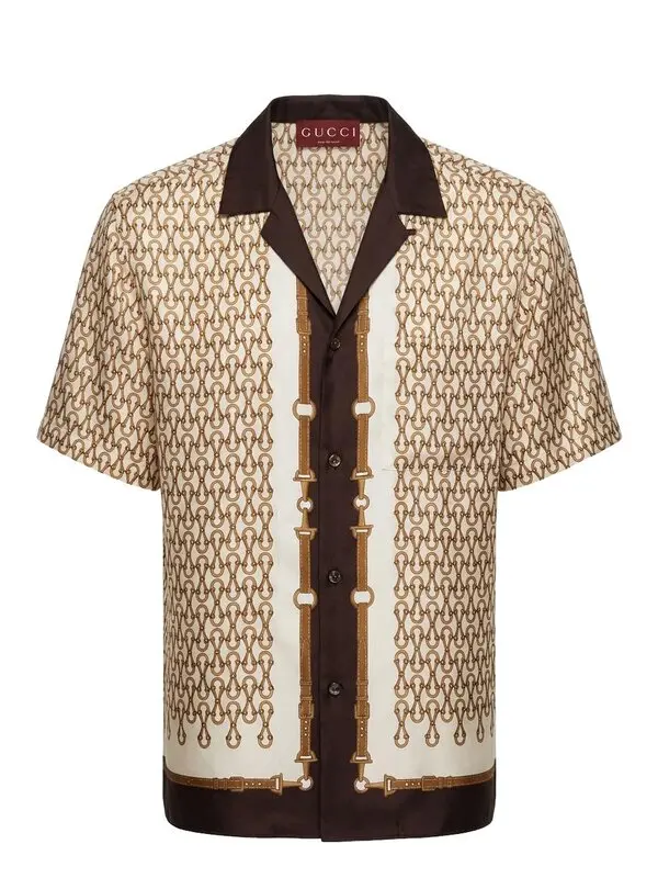 Gucci Pattern-printed Short-sleeved Shirt - Beige/brown/mc