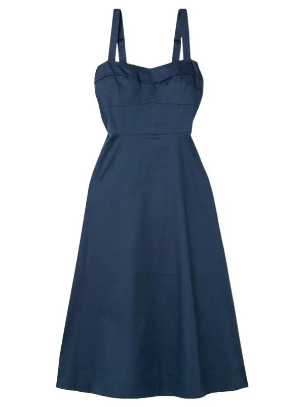 Veronica Beard Aila Paneled Cotton-blend Poplin Midi Dress - Marine Navy