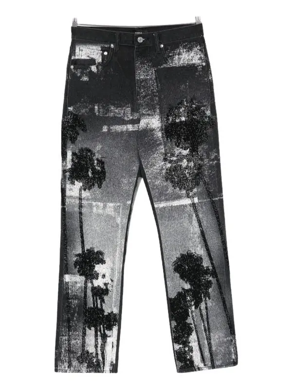 PURPLE BRAND Belt Loop Jeans With Printed Detail - Black