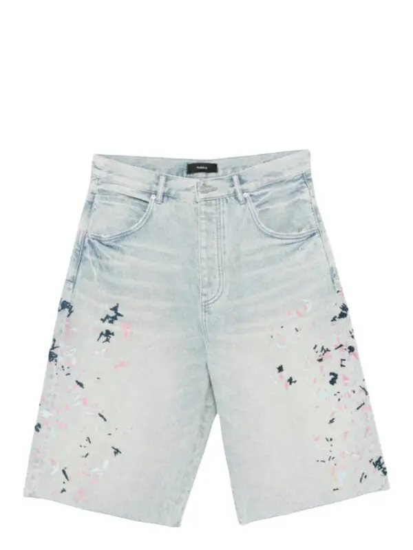 PURPLE BRAND Printed Denim Shorts - White
