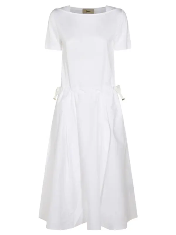 Herno Drawstring Waist Midi Dress - White