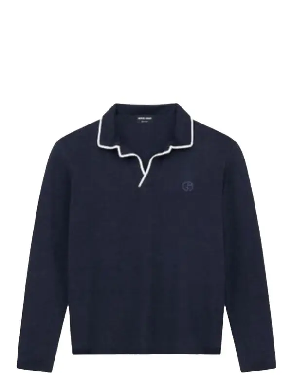 Giorgio Armani Contrast Trim Polo Knitted Sweater - Black