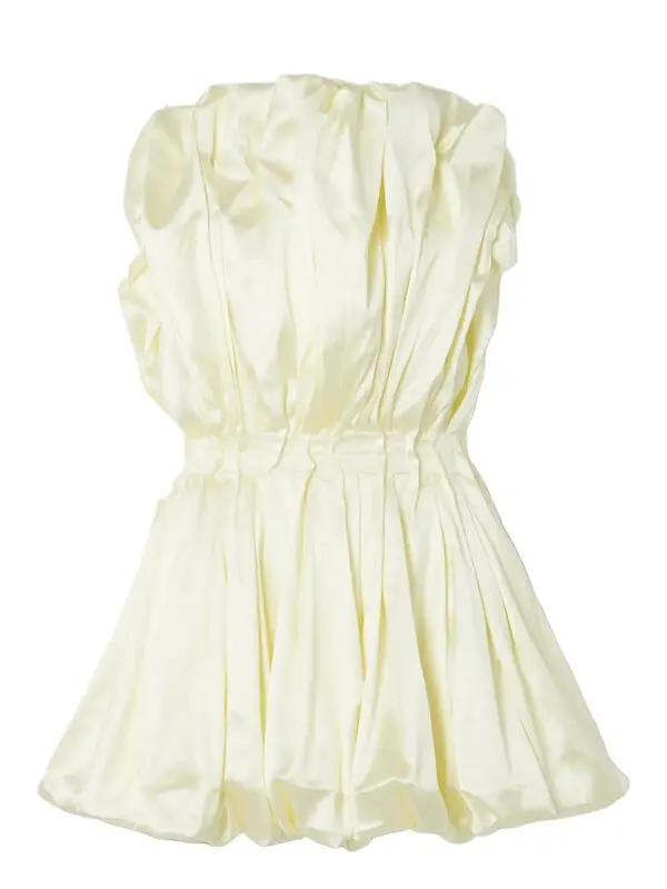 Tove Raynara Gathered Strapless Satin Top - Ivory