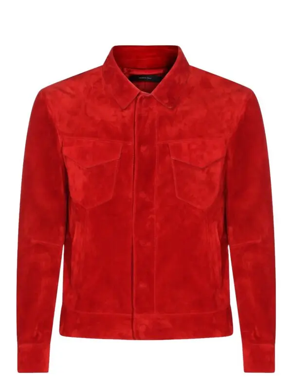 TOM FORD Snap Front Jacket - Red