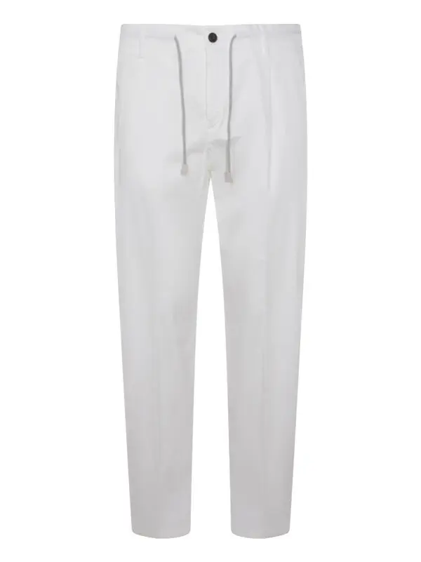 Eleventy Straight-leg Drawstring Trousers - White