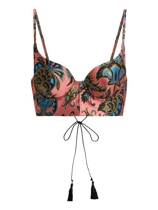 Etro Patterned Bustier Top With Tie Detail - Multi