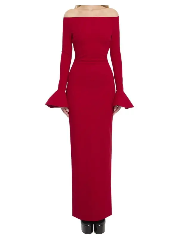 Solace London Anica Fla-cuff Maxi Dress - Red