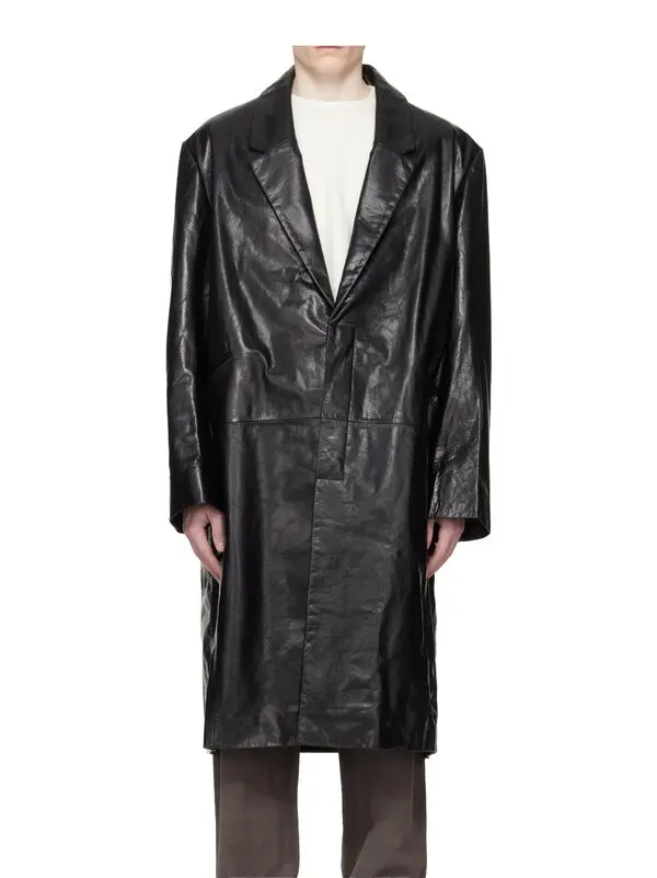 ENTIRE STUDIOS Single Breasted Leather Coat - Black