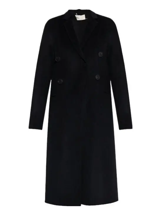 Tory Burch Double-breasted Coat With Notched Lapel - Black