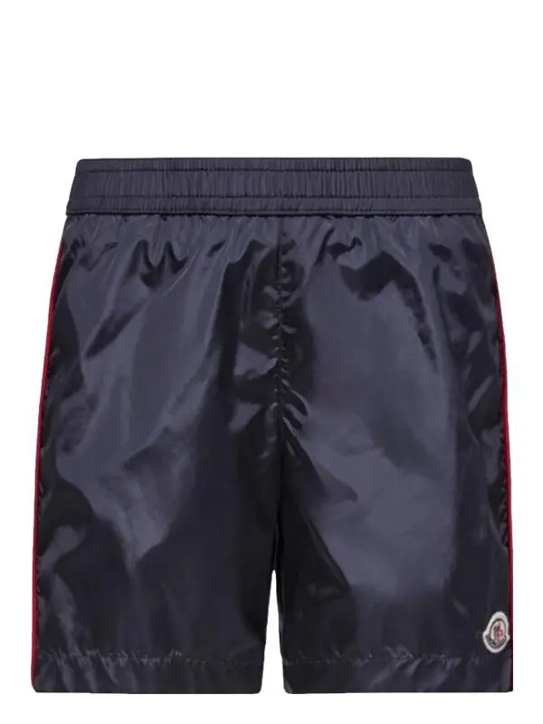 Moncler Tricolor-trimmed Swim Shorts - Navy Blue