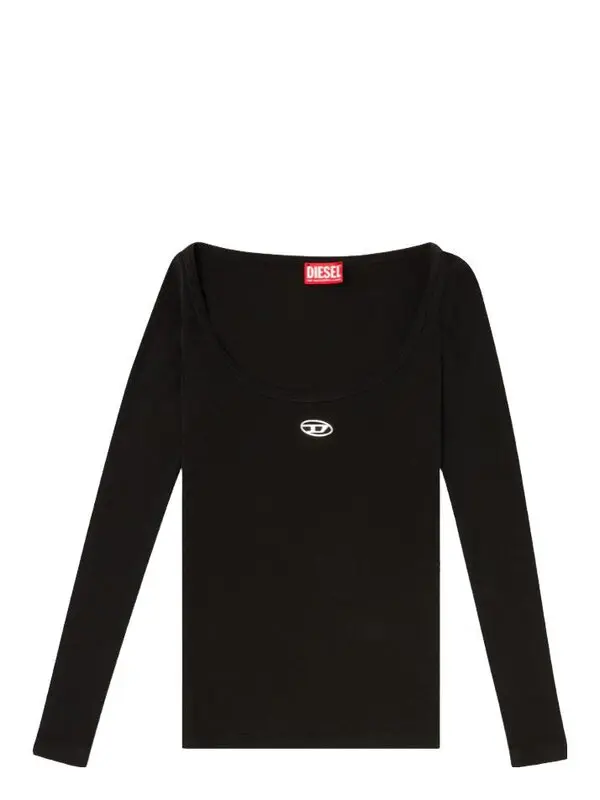 DIESEL® Oval-d Long Sleeved Ribbed Top - Black