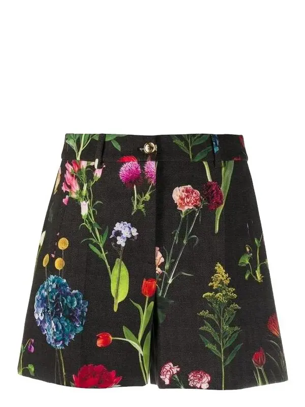Moschino Floral Print Tailored Shorts - Black