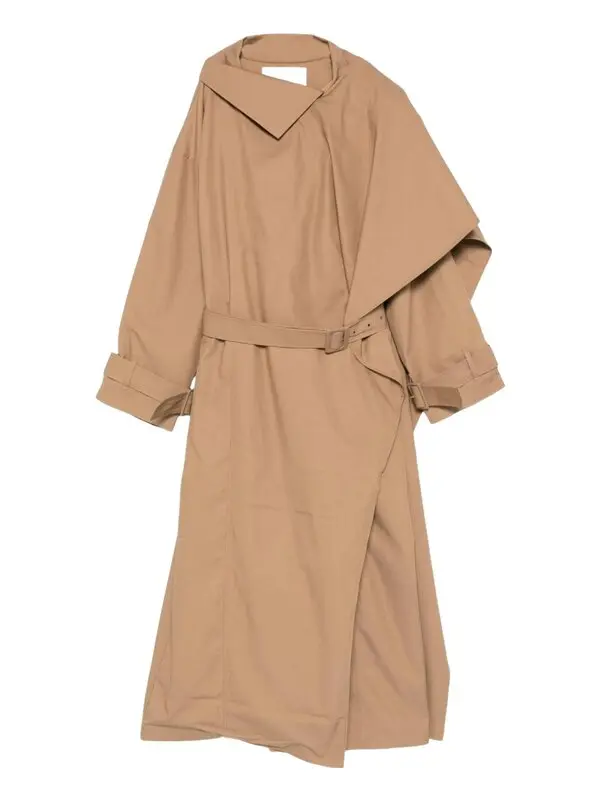ENTIRE STUDIOS Belted Oversized Coat - Nude
