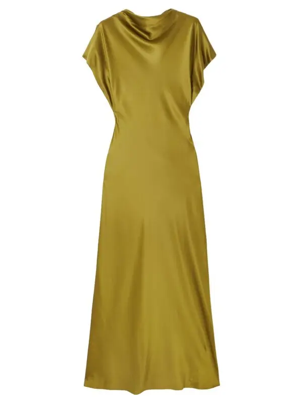 Veronica Beard Redgrave Silk-blend Satin Maxi Dress - Forest Green