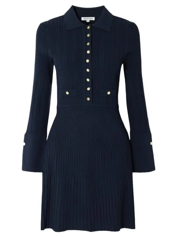 Veronica Beard Lauper Ribbed-knit Mini Dress - Navy Blue