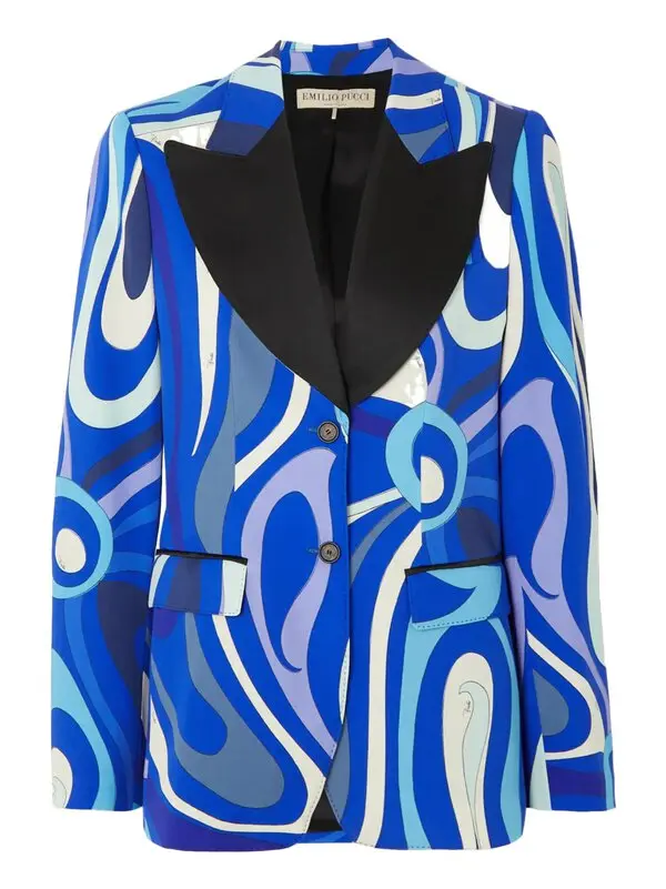 Emilio Pucci Printed Wool Blend Suit Jacket - Multi-color