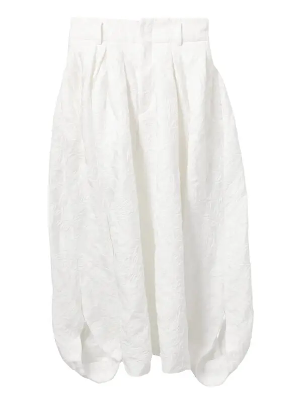 Comme Des Garçons Floral-embroidered Cropped Trousers - White