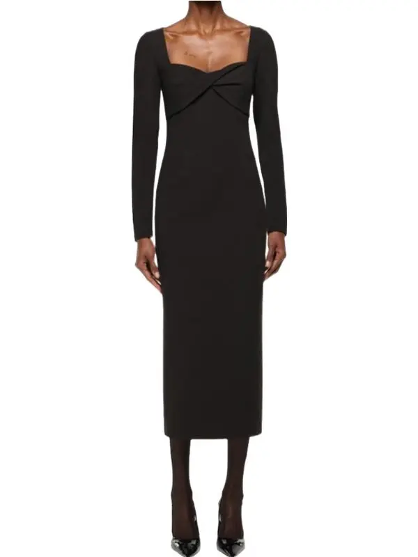 Roland Mouret Twist Drape Stretch Crepe Dress - Black