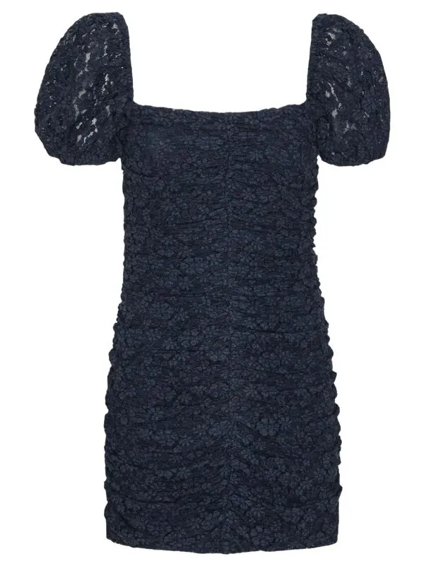 ROTATE BY BIRGER CHRISTENSEN Puff Sleeve Mini Dress With Ruched Detailing - Black