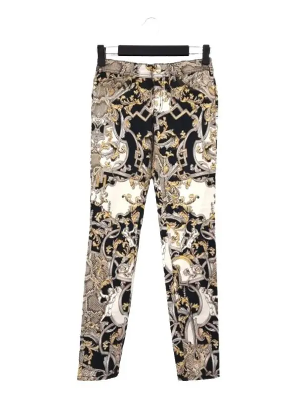 Just Cavalli Baroque Print Denim Pants - Nude