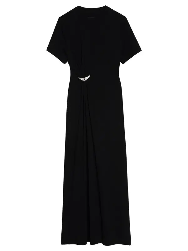 Zadig&Voltaire Raja Maxi Dress With Wing Brooch - Black