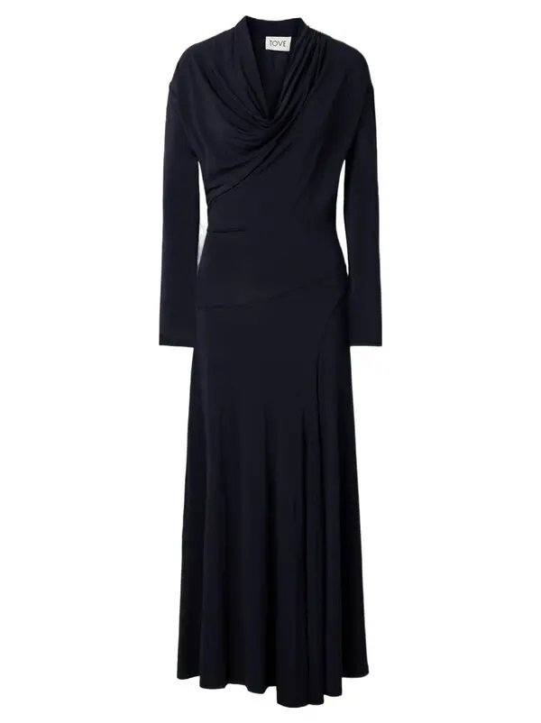 Tove Eadan Draped Jersey Maxi Dress - Navy Blue