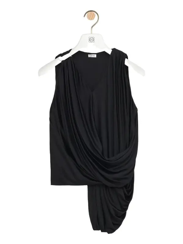 Loewe Draped V-neck Top - Black