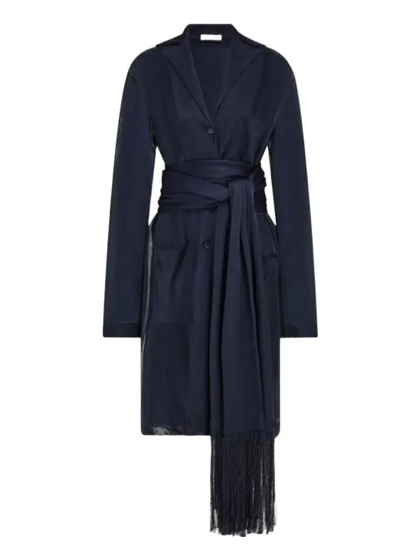 FERRAGAMO Long Sleeve Jersey Duster - Navy Blue
