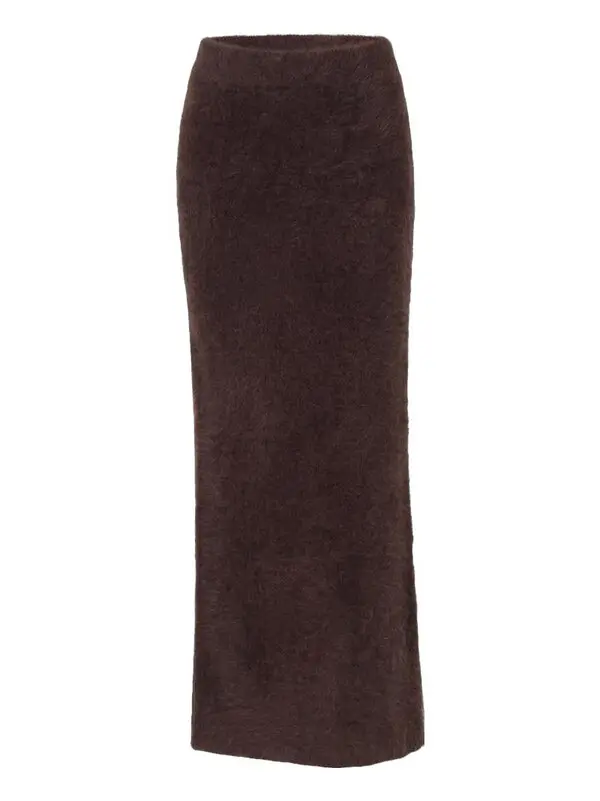Soft Goat Elastic Waist Maxi Skirt - Mocha