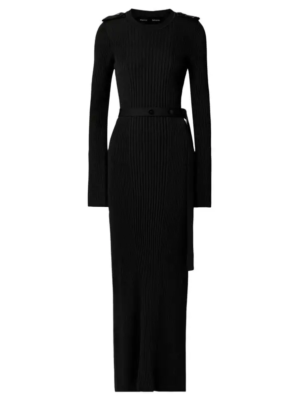 Proenza Schouler Lauryn" Belted Ribbed-knit Dress - Black