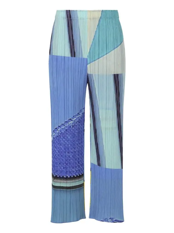 Issey Miyake City Collage Pleated Pants - Blue
