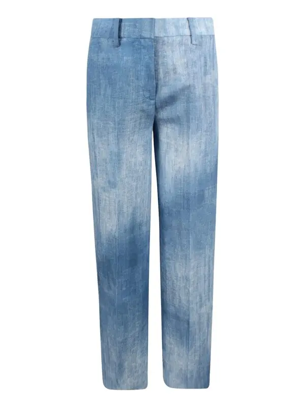 ERMANNO FIRENZE Tailored Printed Denim Pants - Denim Blue