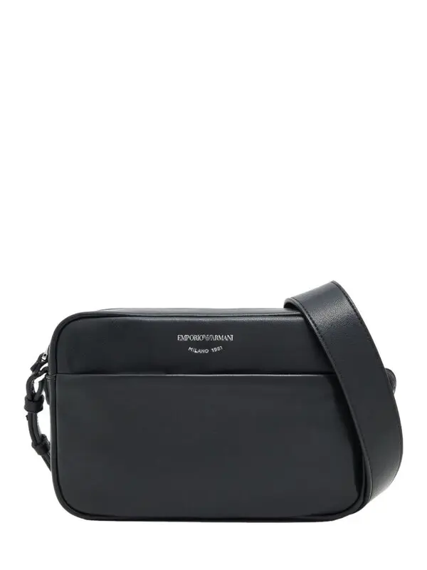 Emporio Armani Logo Printed Shoulder Bag - Black
