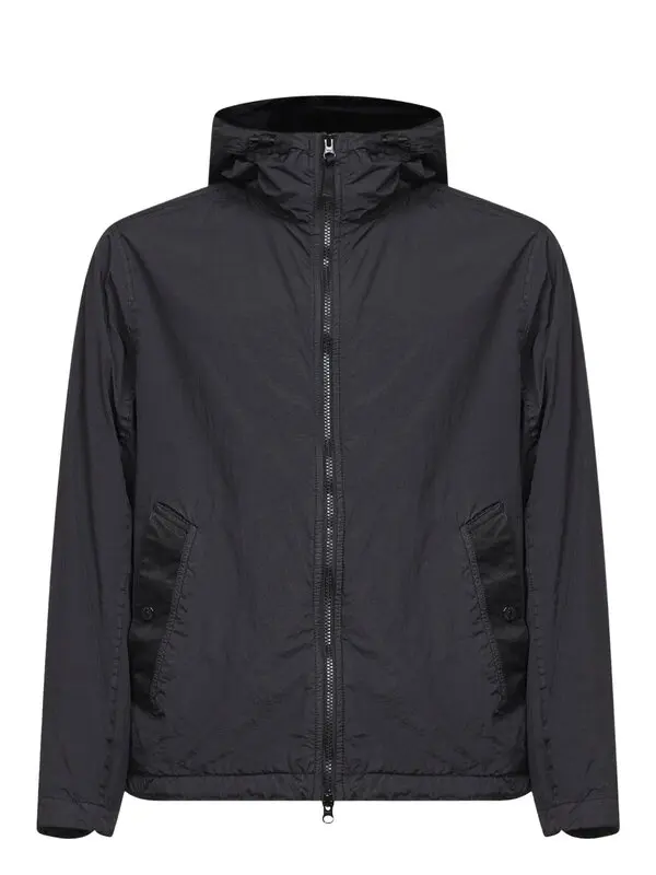 Stone Island Logo Patch Hooded Jacket - Black