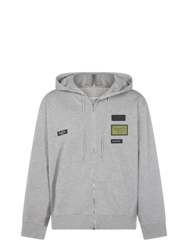 MAISON MARGIELA Zip Hoodie With Patches - Grey