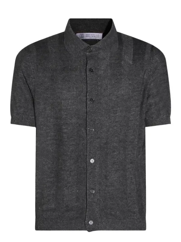 Brunello Cucinelli Short-sleeved Knitted Shirt - Grey