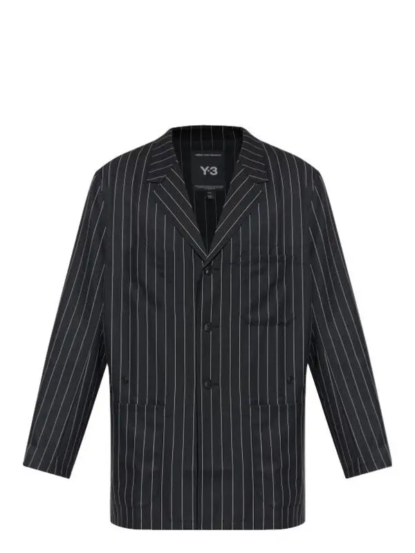 Y3 Pinstripe Refined Chore Coat - Black