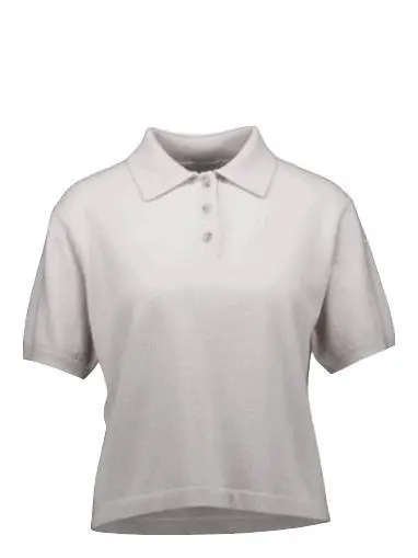 ALLUDE Short-sleeved Knit Polo Shirt - Gray