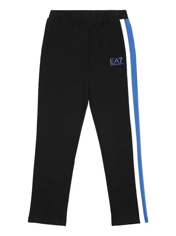 EA7 Logo Side Striped Sweatpants - Black