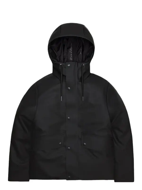 Rains Snap-button Hooded Padded Jacket - Black