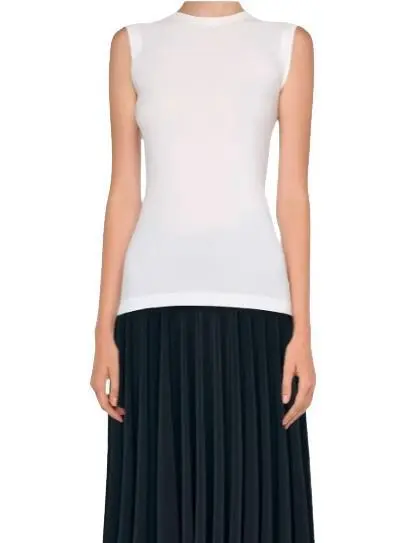 Norma Kamali Sleeveless Round Neck Top - Snow-white