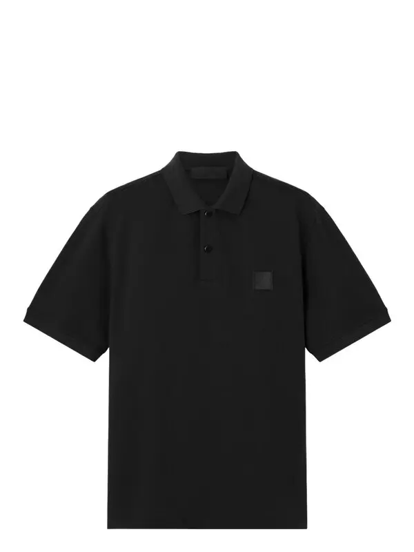 Stone Island Logo Patch Short Sleeved Polo Shirt - Black