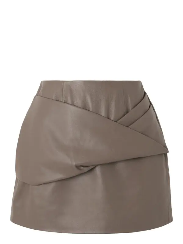 Tove Liss Paneled Leather Mini Skirt - Taupe