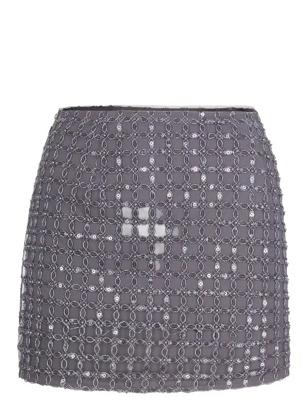 ROTATE BY BIRGER CHRISTENSEN Sequin-embellished Mini Skirt - Gray