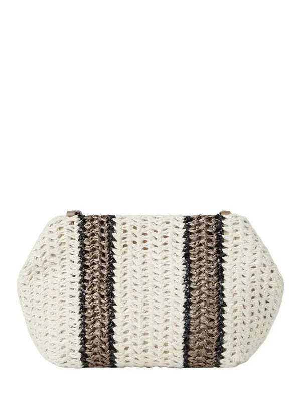 Brunello Cucinelli Striped Knit Shoulder Bag - White
