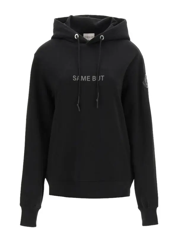 Moncler Slogan Print Hoodie - Black